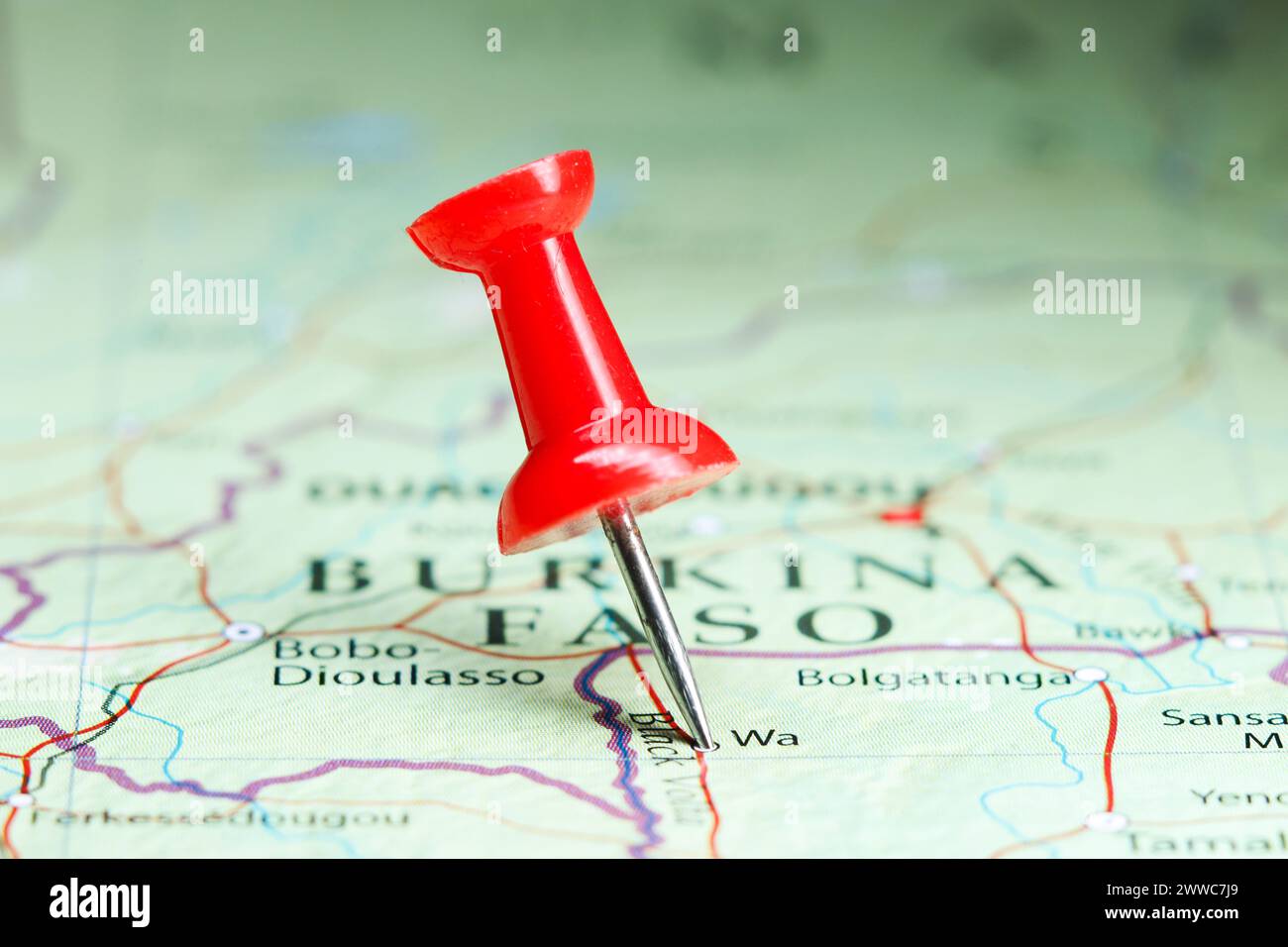 Wa, Ghana pin on map Stock Photo - Alamy