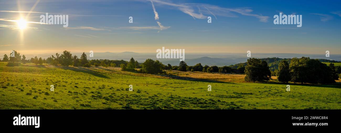 Germany, Bavaria, Panoramic view of landscape along High Rhon Road at ...