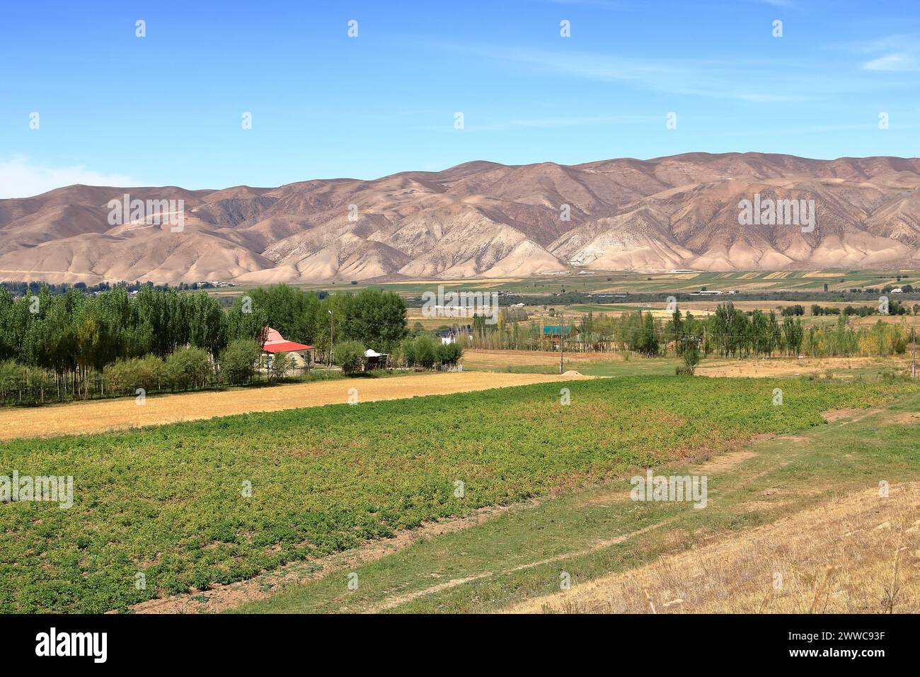 rural landscape in the Chong Kemin National Park in Kyrgyzstan in ...