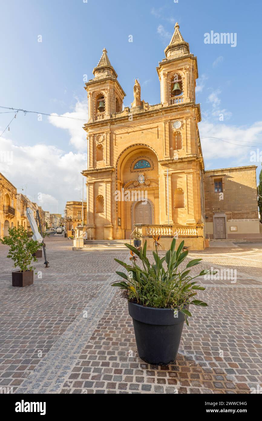 Malta, South Eastern Region, Marsaxlokk, Facade of Parish Church of Our ...