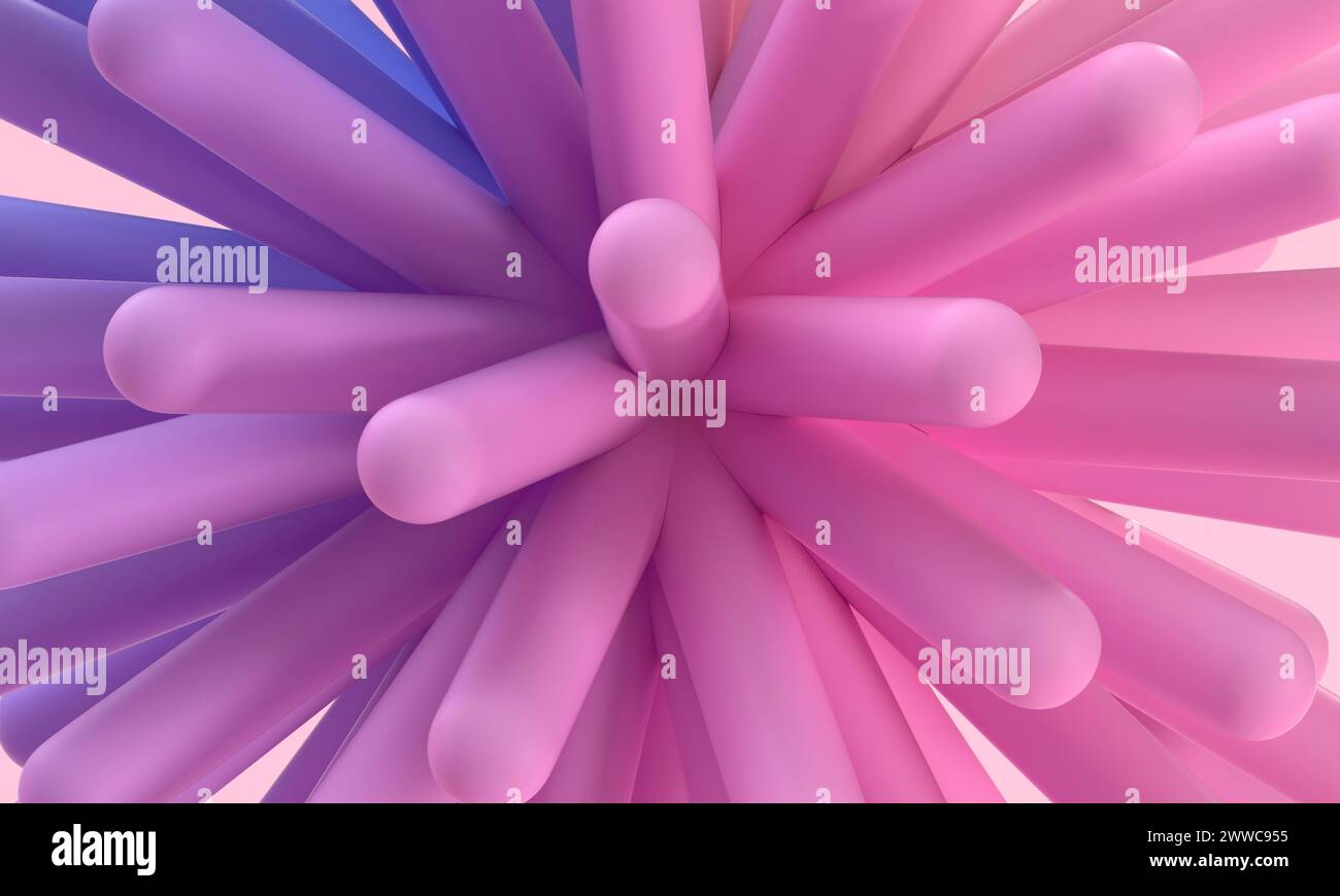 3D render of pink smooth columns Stock Photo - Alamy