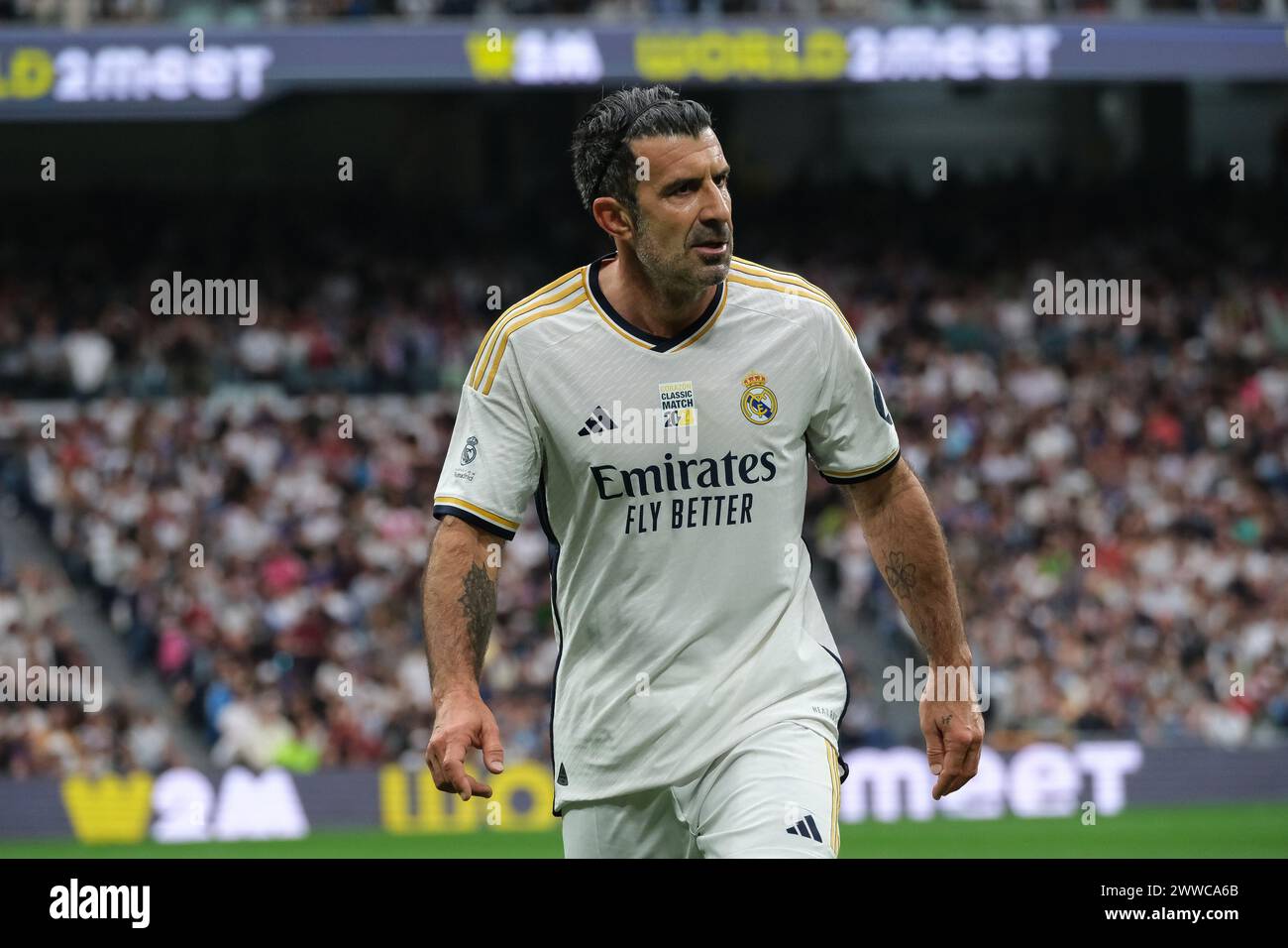 Luís Figo on during the Corazon Classic 2024 charity football match ...