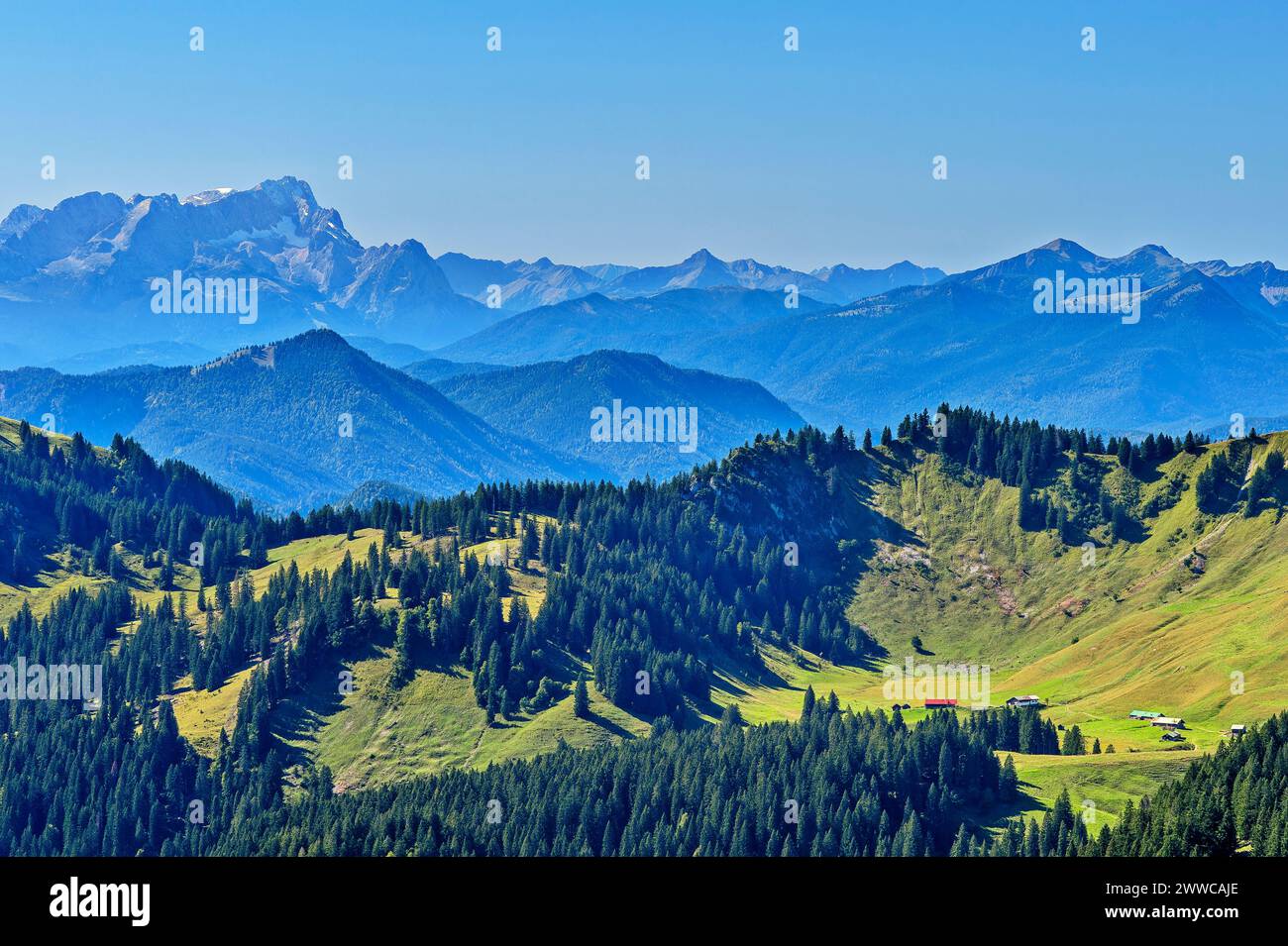 Germany, Bavaria, View from Hirschberg towards Zugspitze Stock Photo ...