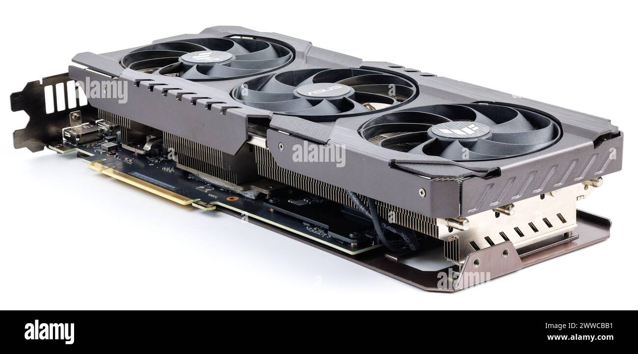 NVIDIA RTX 3060 OC 12g TUF Gaming graphics card on white background ...