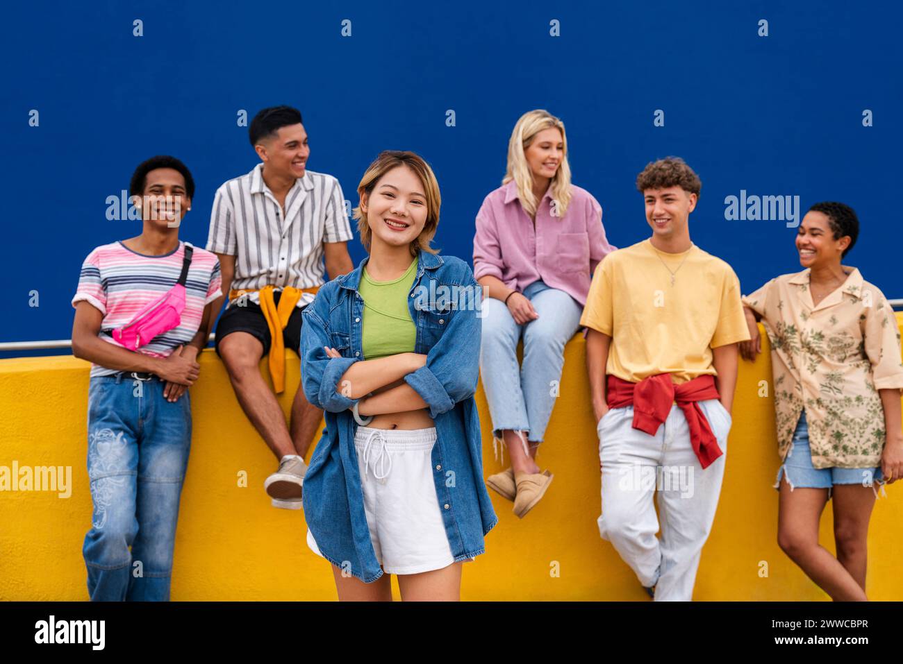 Diverse group friends arms hi-res stock photography and images - Alamy