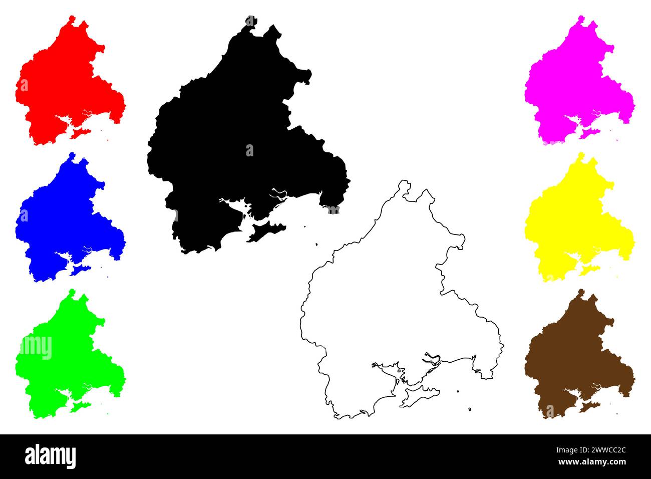 Yangjiang city (People's Republic of China, PRC) map vector ...