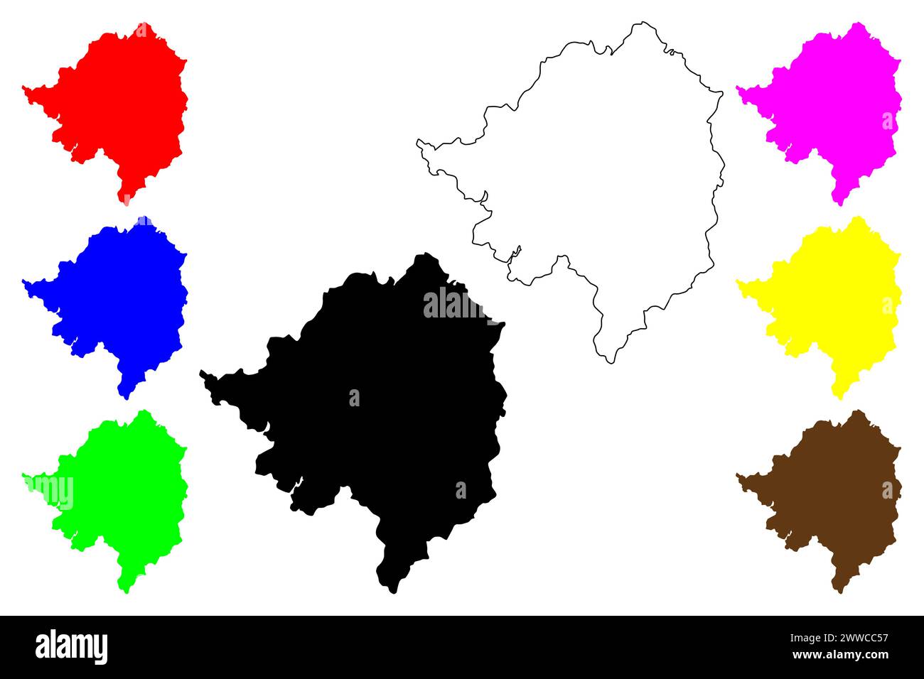 Zhuji city (People's Republic of China, PRC) map vector illustration ...