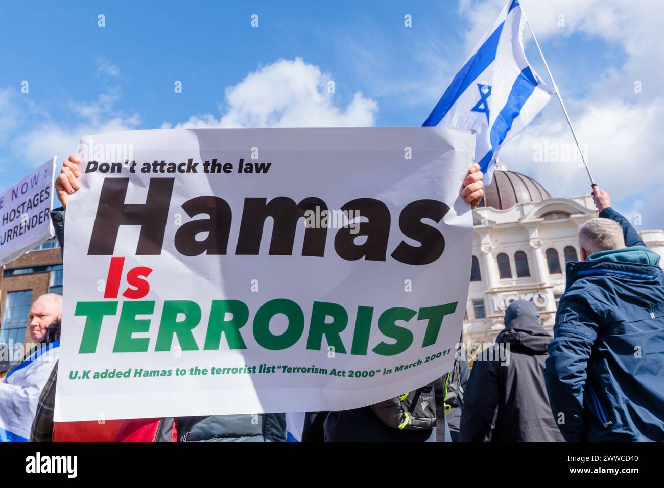 Camden, London, UK. 23rd March 2024. At a formal counter protest, a ...
