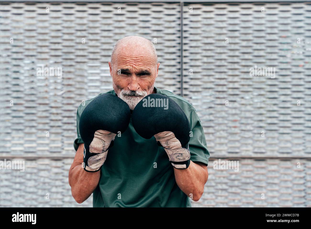 Confident senior man practicing with boxing gloves Stock Photo - Alamy