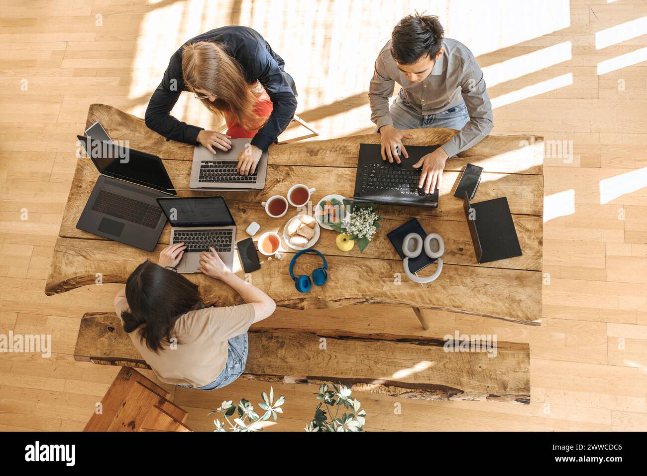 Diverse team of programmers coding on laptops at table Stock Photo - Alamy Diverse team of programmers coding on laptops at table Stock Photo - Alamy