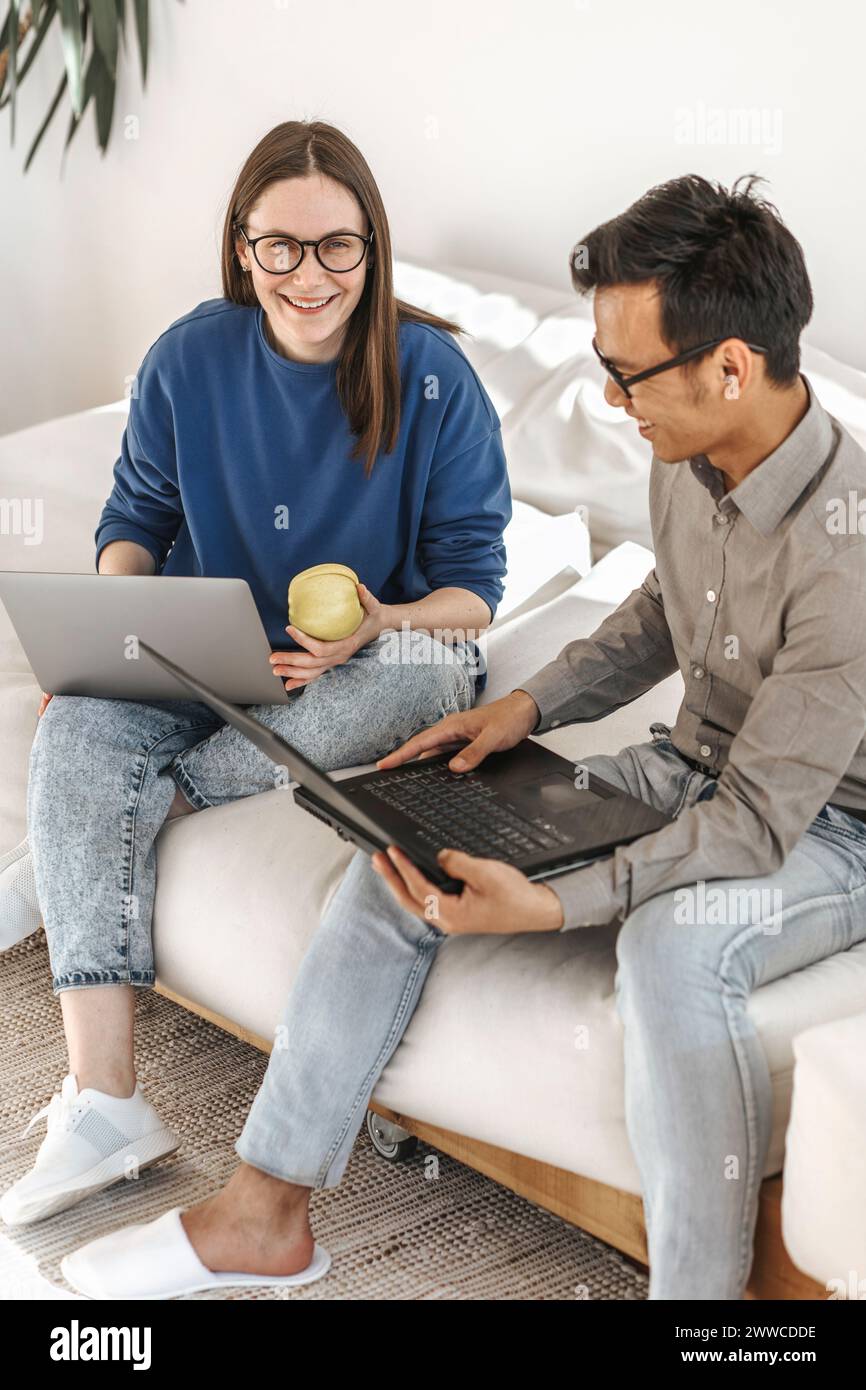 Smiling diverse programmers using hi-res stock photography and images - Alamy