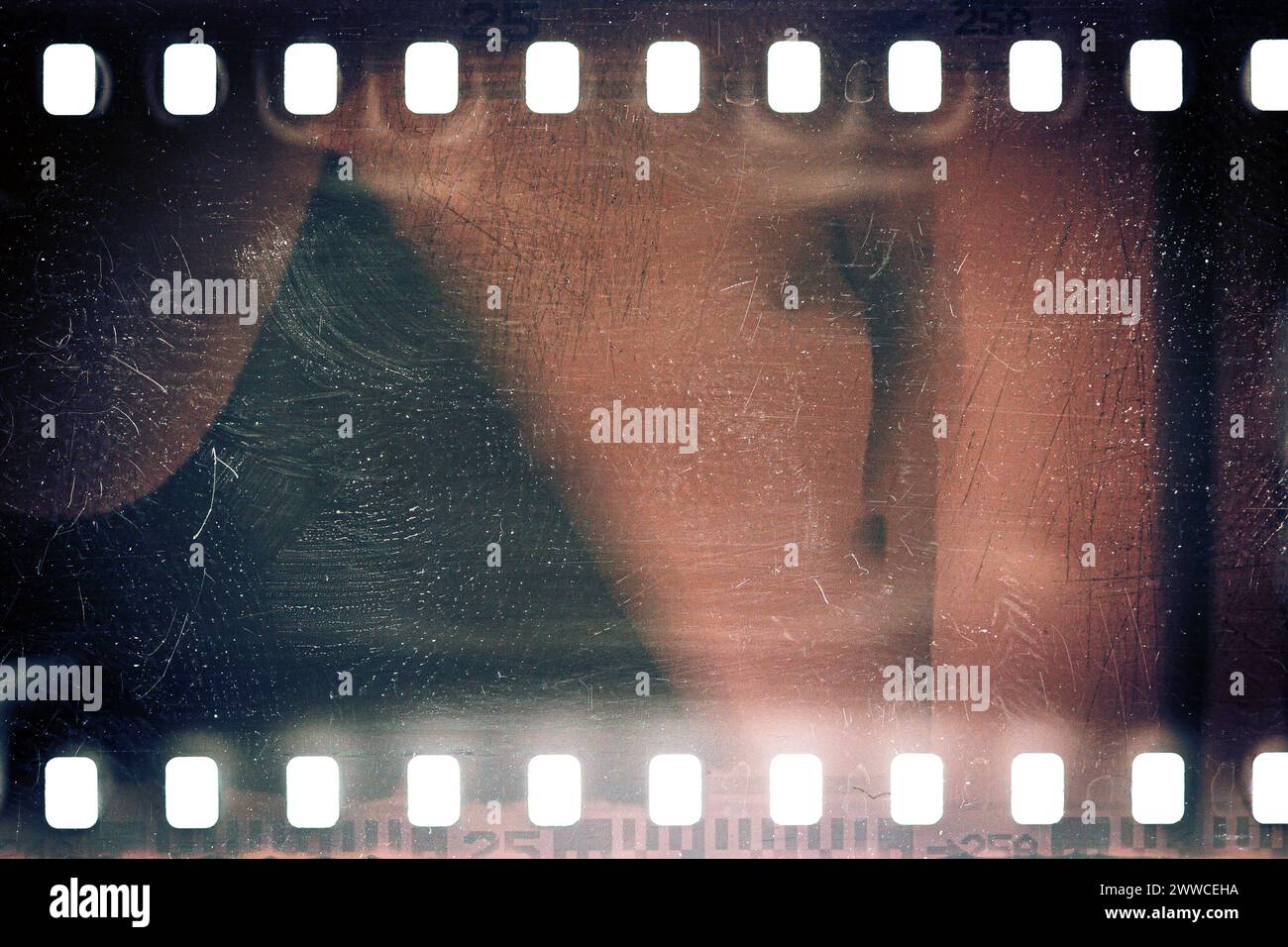 Dusty and grungy 35mm film texture or surface. Perforated scratched ...