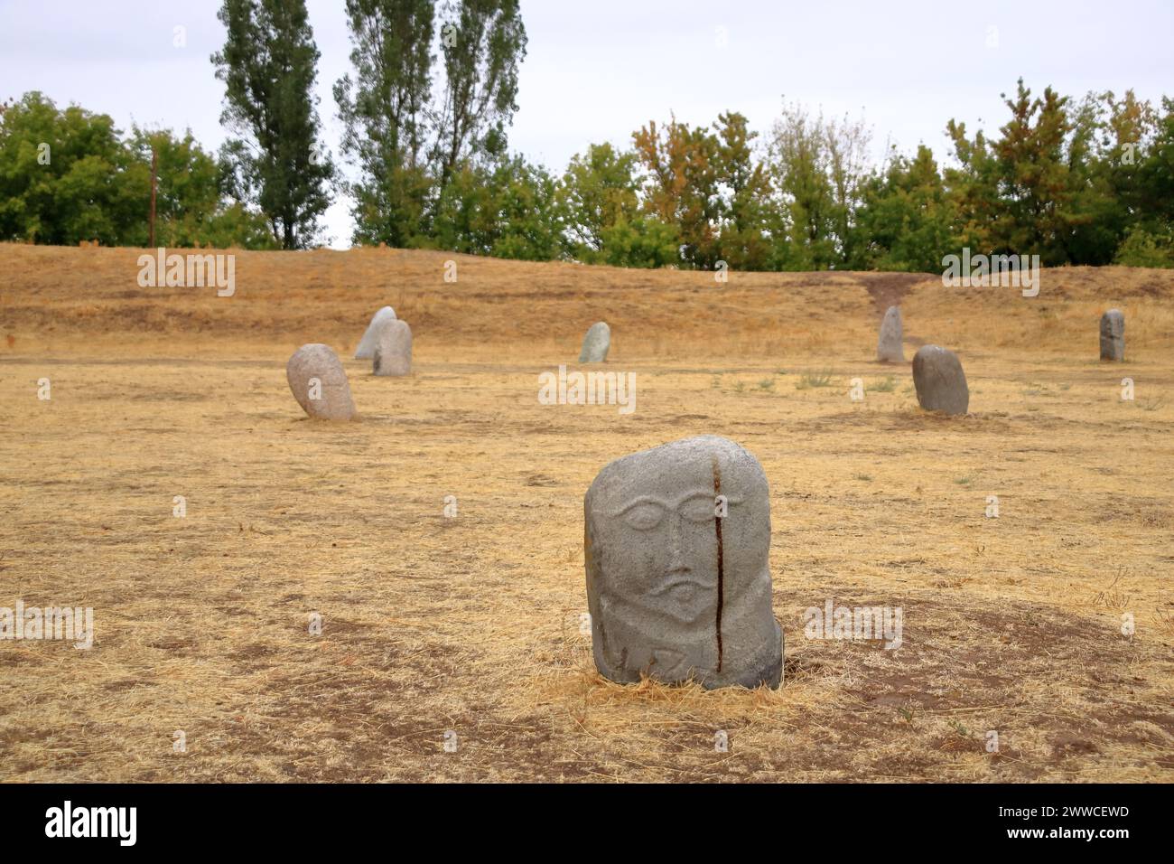 August 31 2023 - Tokmok in Kyrgyzstan: collection of stone monuments of ...