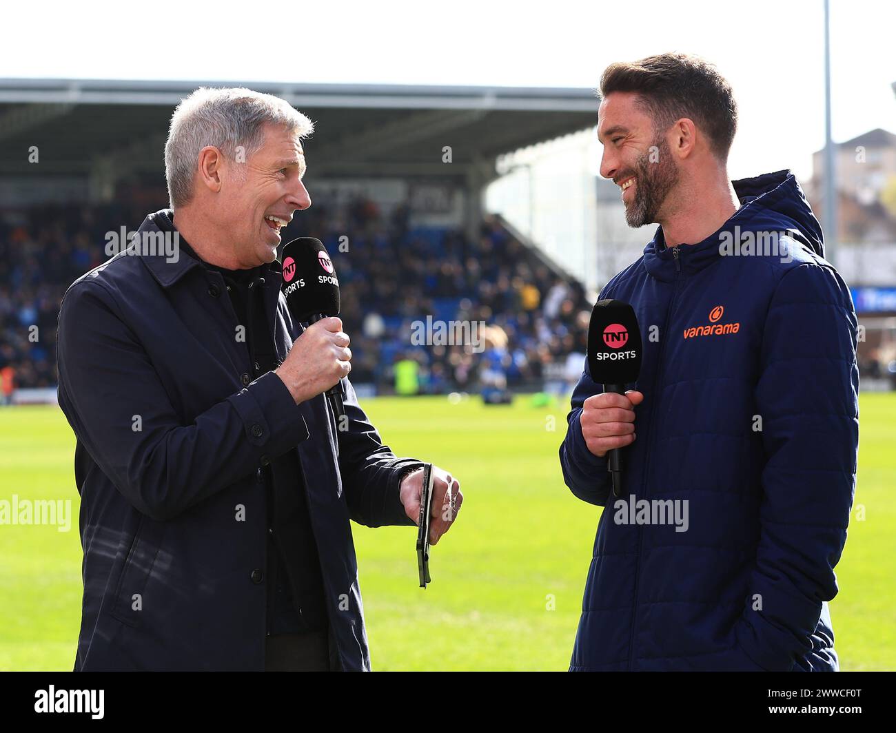 Will Grigg of Chesterfield is interviewed by TNT Soorts before kick off ...