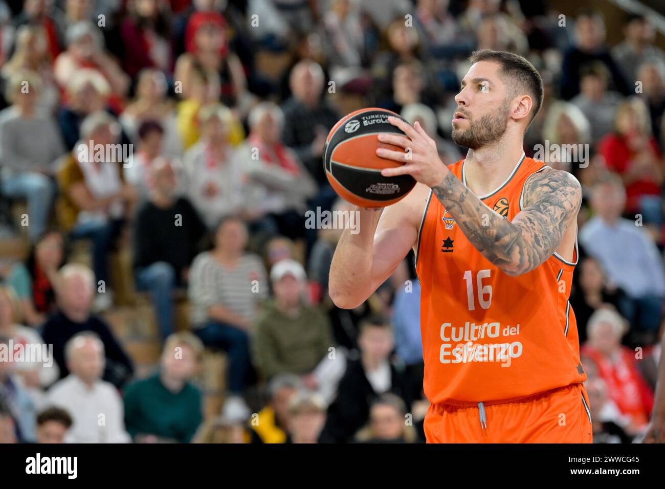 Valence player #16 Stefan Jovic is seen in action during the Euroleague ...