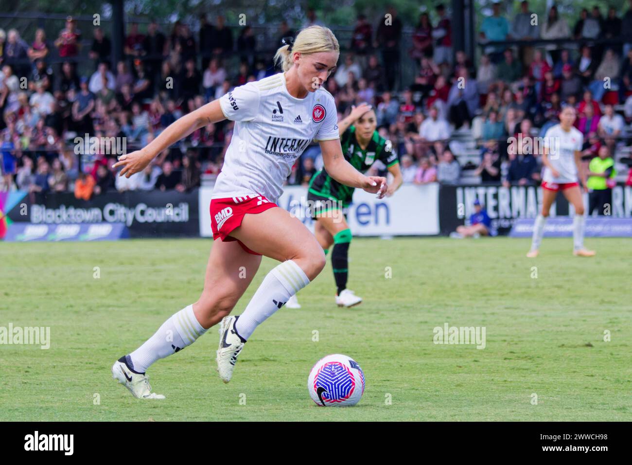 Danika Matos of the Wanderers controls the ball during the A-League ...