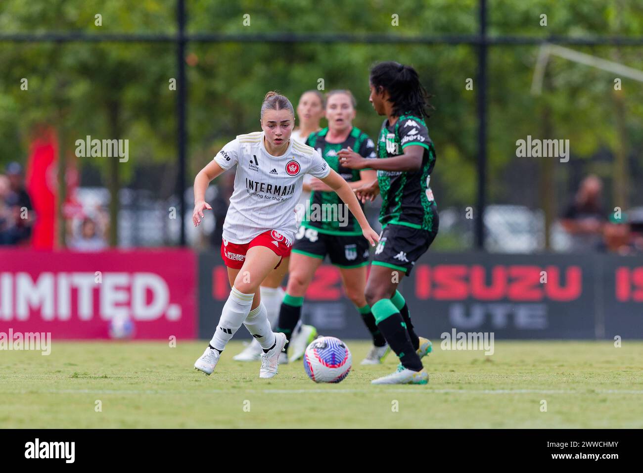 Amy Chessari of the Wanderers controls the ball during the A-League ...