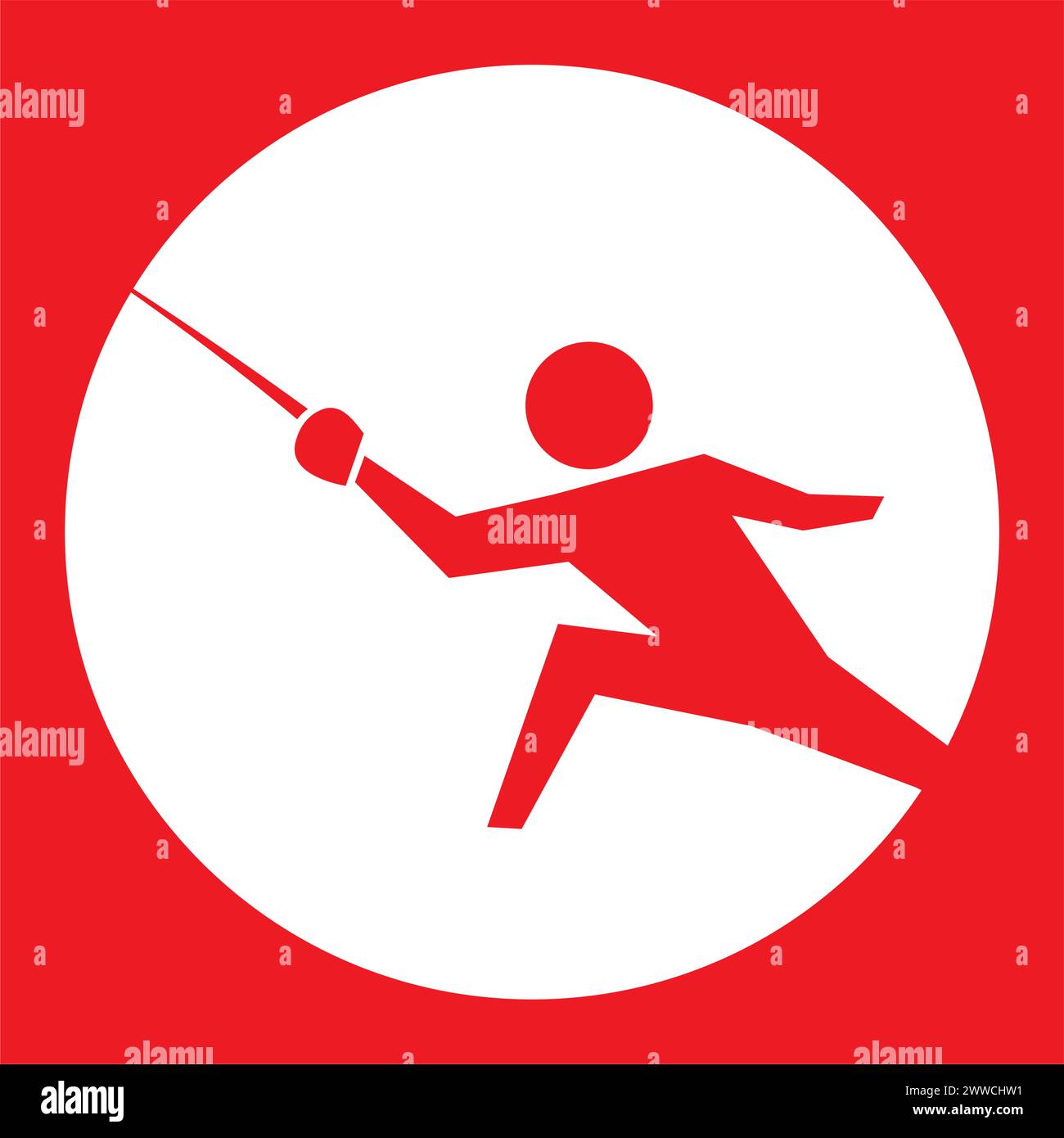 fencing man icon in red and circle shape Stock Vector Image & Art - Alamy