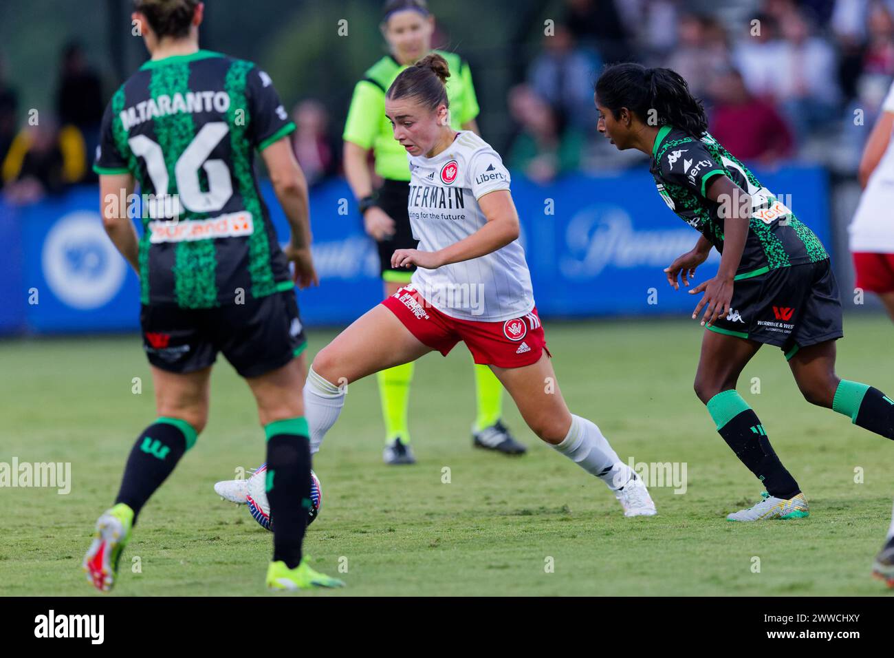 Amy Chessari of the Wanderers controls the ball during the A-League ...