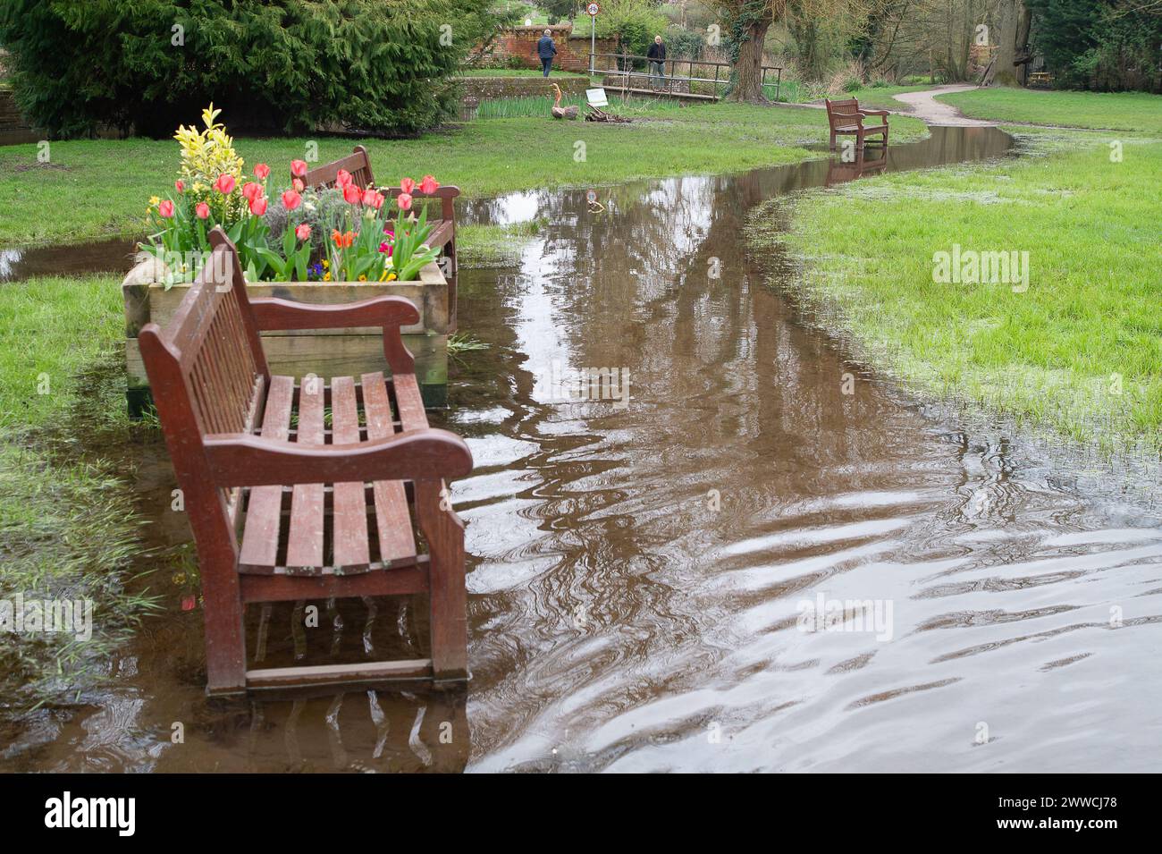 Old Amersham, UK. 21st March, 2024. Water levels on the River Misbourne ...