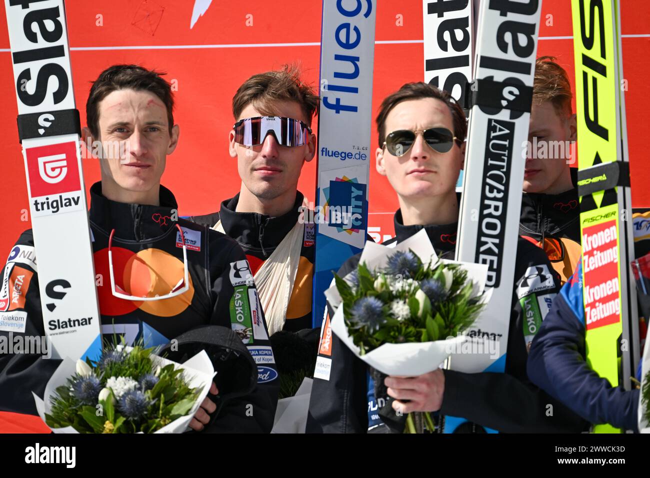Planica, Slovenia. 23rd Mar, 2024. Second Placed team of Slovenia ...