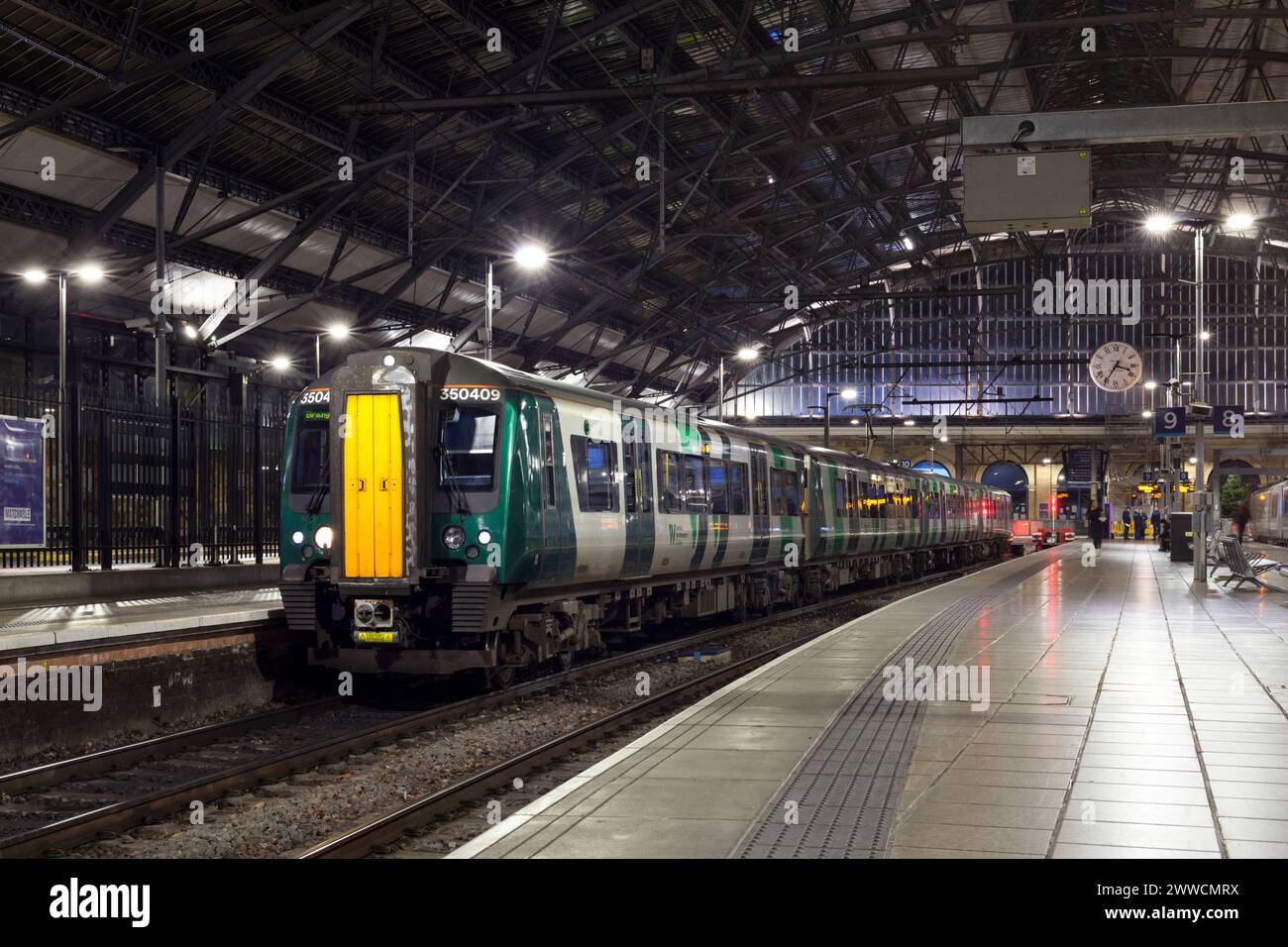 West Midlands railway class 350 electric train 350409 at Liverpool Lime ...