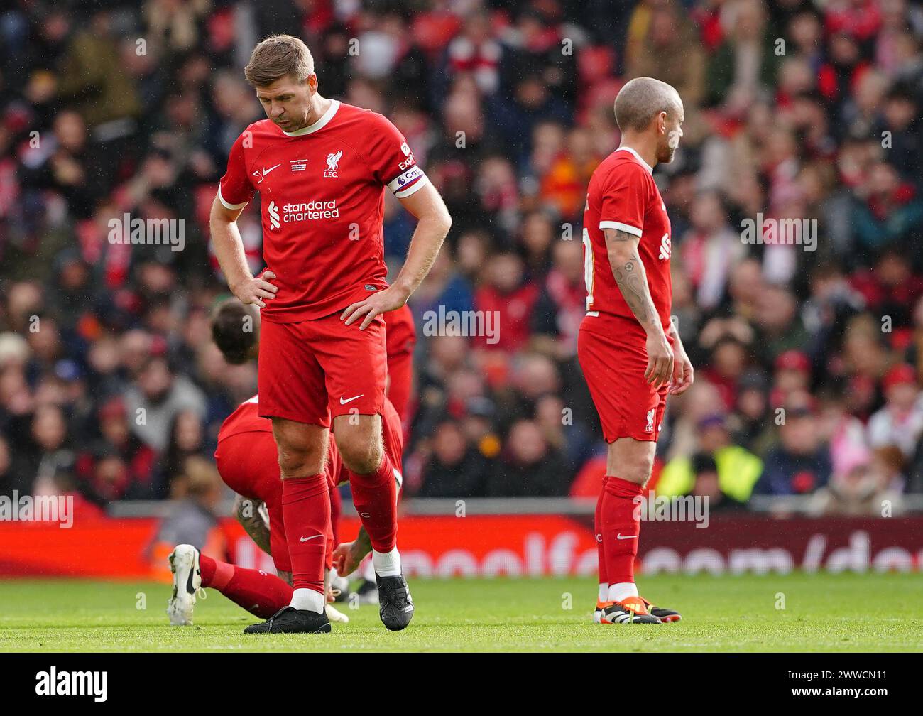 Liverpool Legends' Steven Gerrard stands dejected during the LFC ...