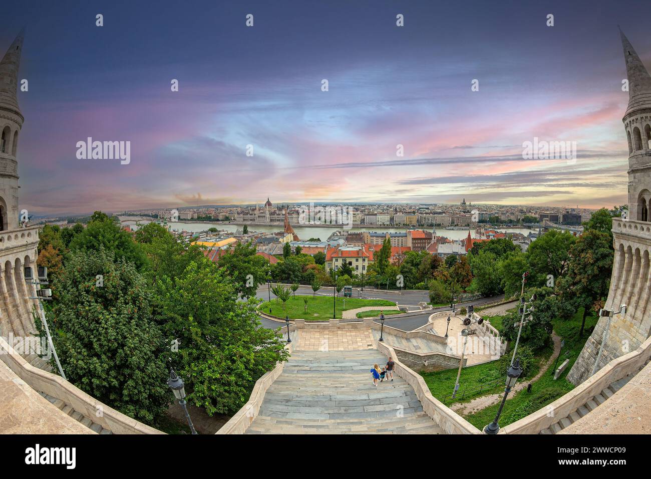 BUDAPEST, HUNGARY - AUGUST 23, 2021: View from the Fisherman's Bastion ...