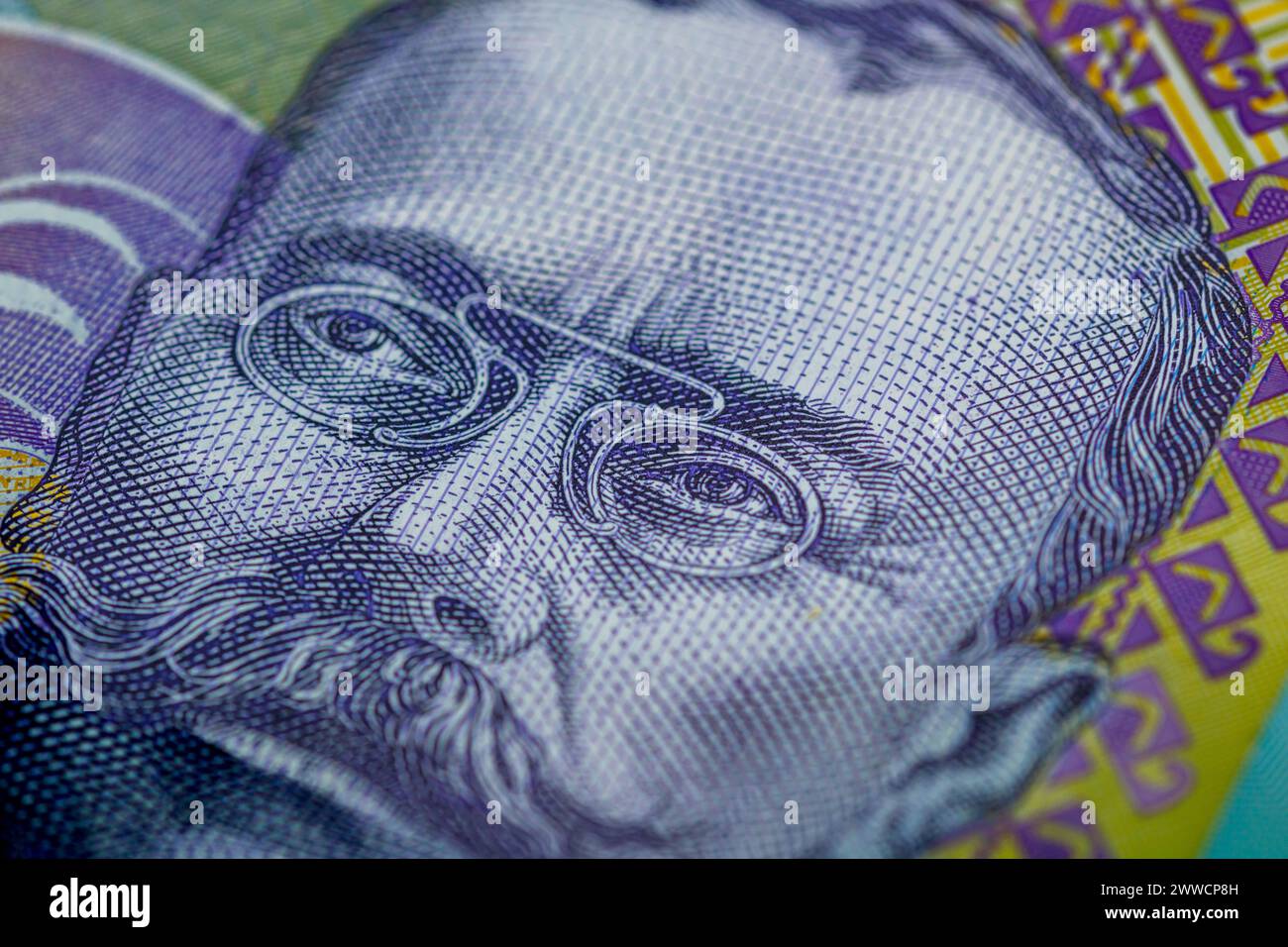 LEI money banknotes, detail photo of RON. Romanian currency Stock Photo ...