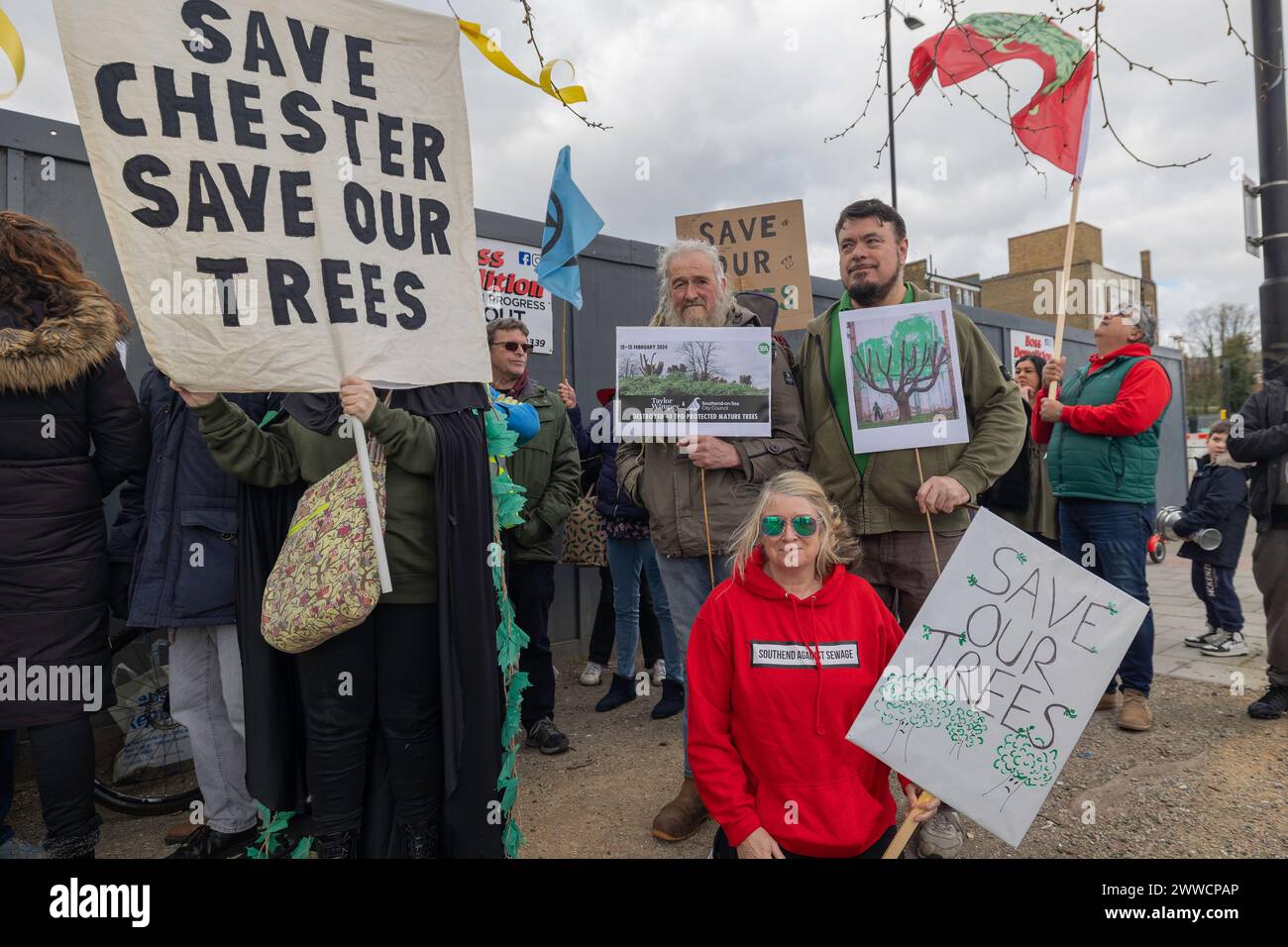 Southend on Sea, UK. 23rd Mar, 2024. Environmental activists gather in ...