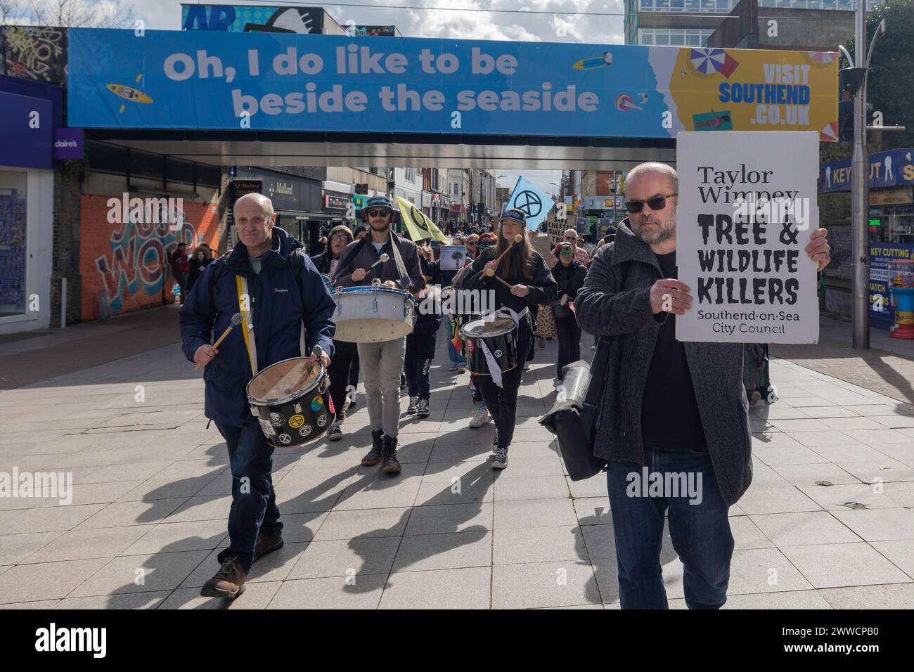Southend on Sea, UK. 23rd Mar, 2024. Protesters and environmentalists ...