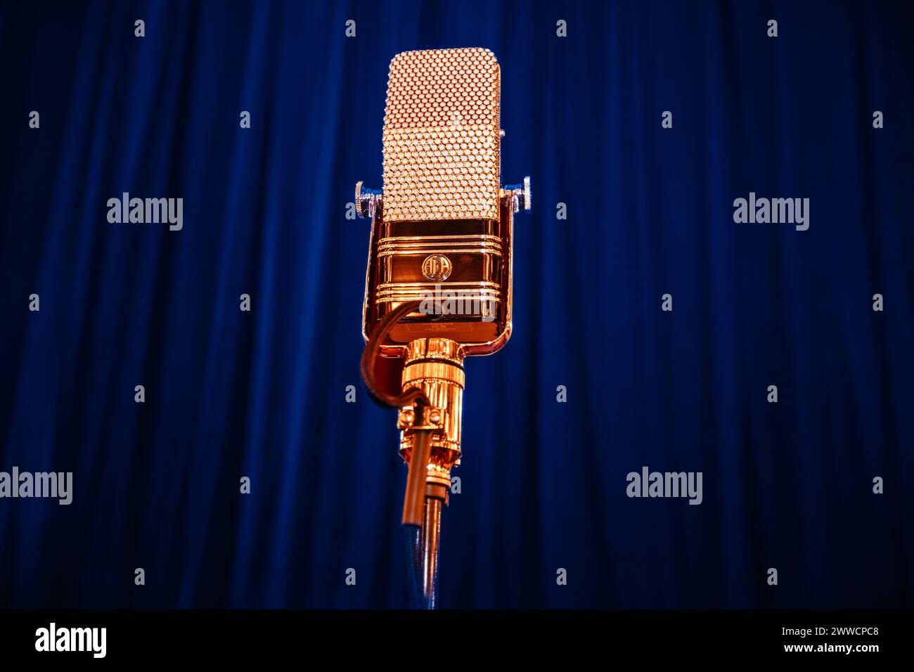 Lviv, Ukraine - June 10, 2021: AEA Ribbon Microphone R44C on blue ...