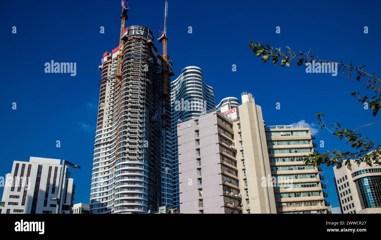 Tel Aviv, Israel – January 16, 2024 Cityscape of Tel Aviv, iconic city ...
