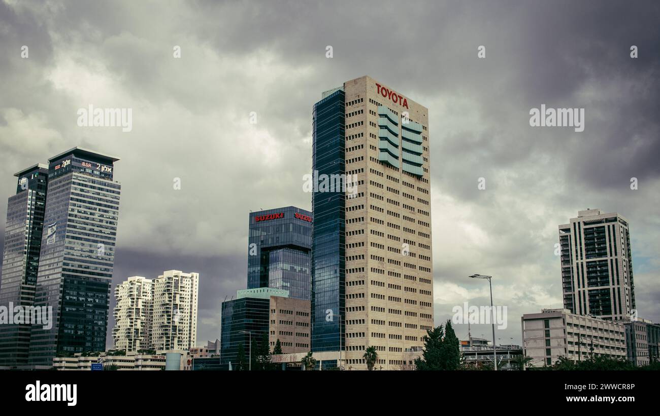 Tel Aviv, Israel – January 14, 2024 Cityscape of Tel Aviv, iconic city ...