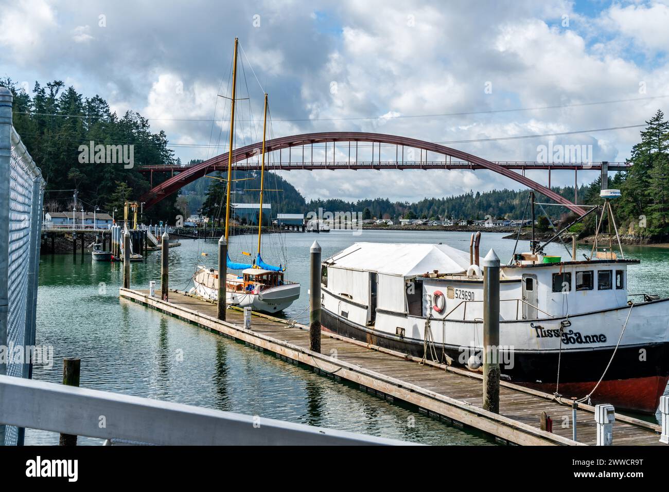 A view of the Rainbow Bridge and Swinomish Channel in La Conner ...