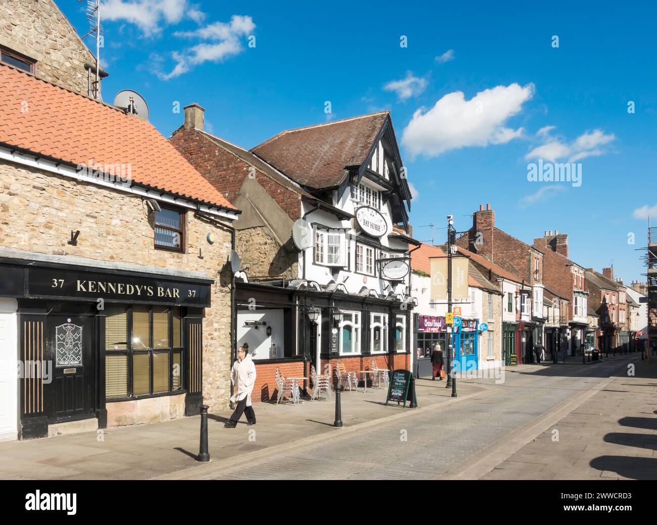 View along Fore Bondgate Street in Bishop Auckland, Co. Durham, England ...