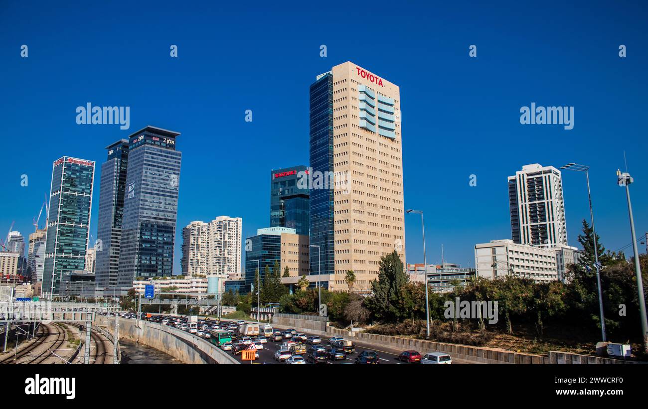 Tel Aviv, Israel – January 10, 2024 Cityscape of Tel Aviv, iconic city ...