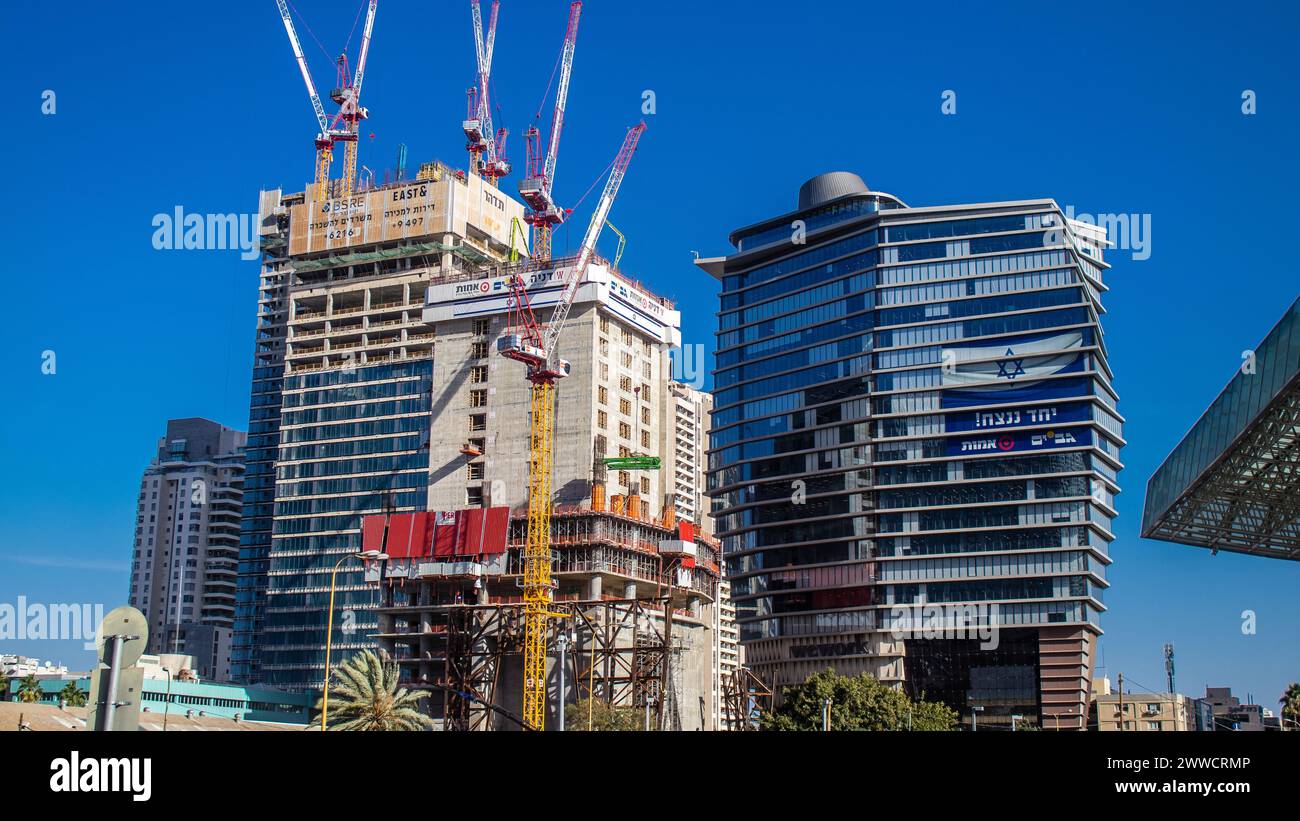 Tel Aviv, Israel – January 10, 2024 Cityscape of Tel Aviv, iconic city ...
