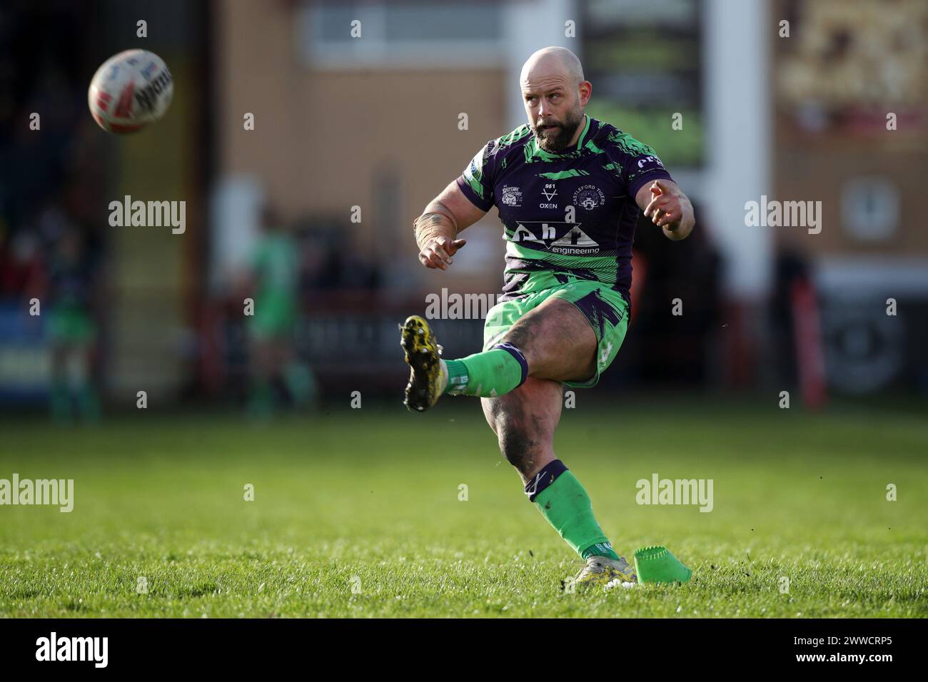 Castleford Tigers' Paul McShane kicks a conversion after scoring their ...