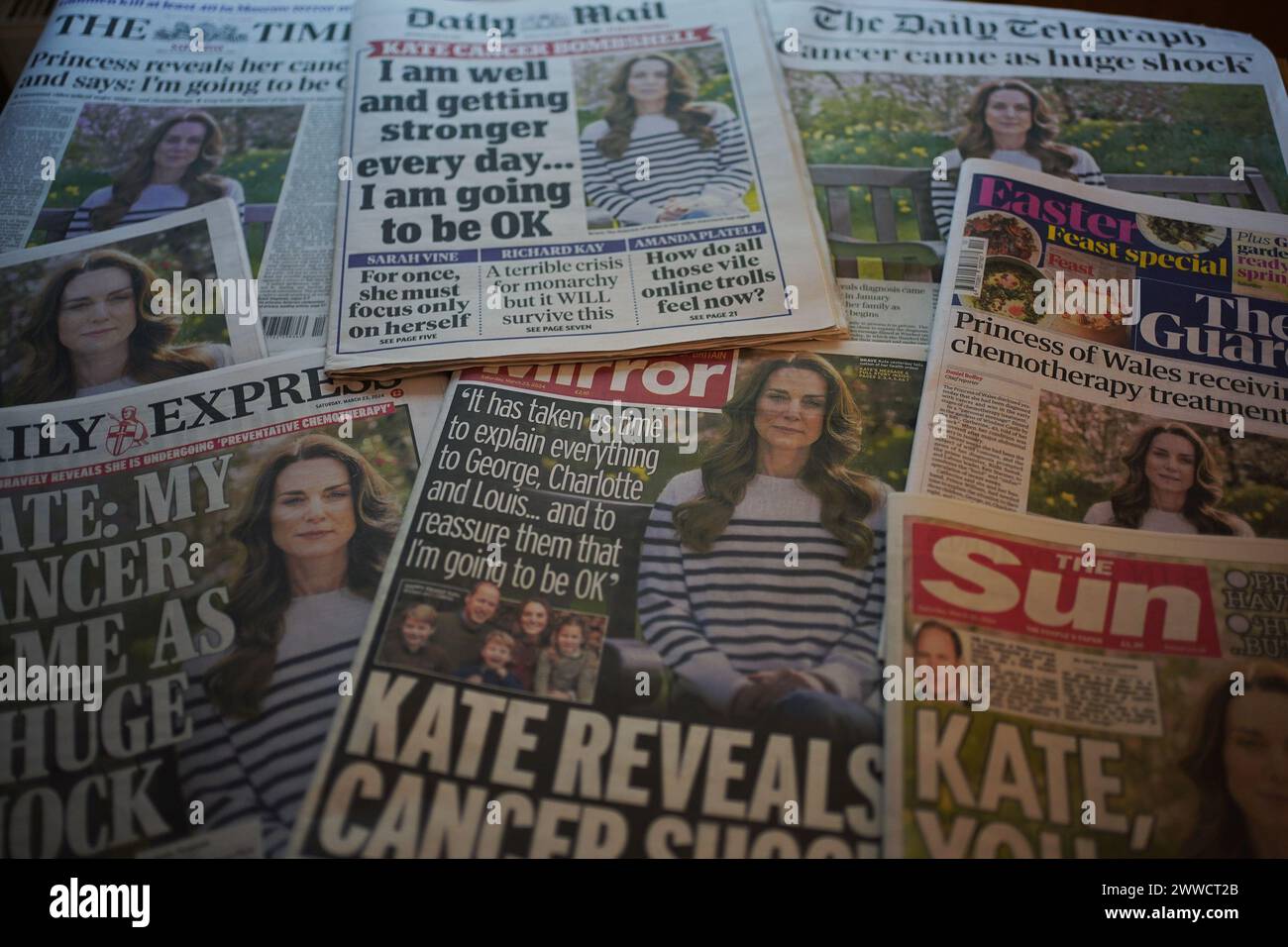 The front pages of national newspapers on display in London, showing ...