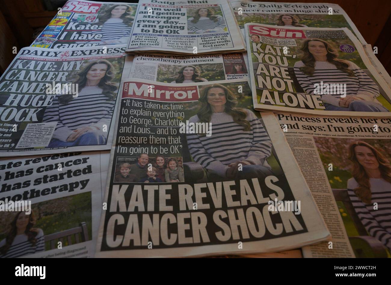 The front pages of national newspapers on display in London, showing ...