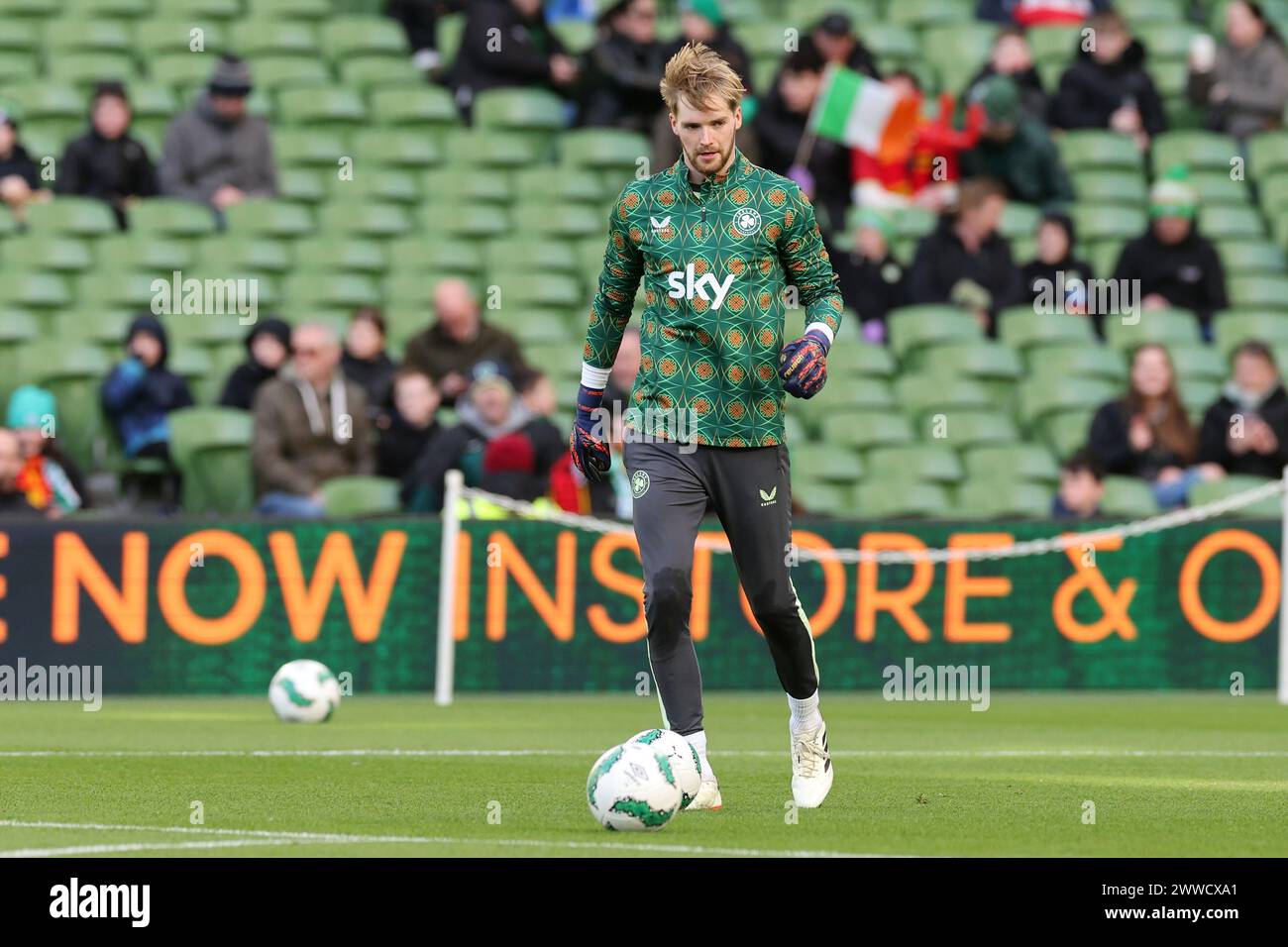 Republic of Ireland goalkeeper Caoimhin Kelleher warms up ahead of the ...