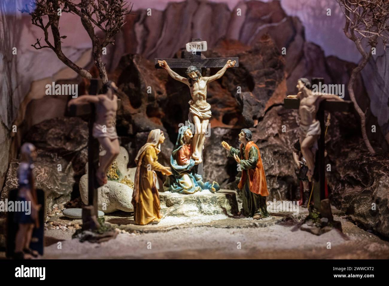 Bamberg, Germany. 23rd Mar, 2024. A Passion Nativity shows the ...