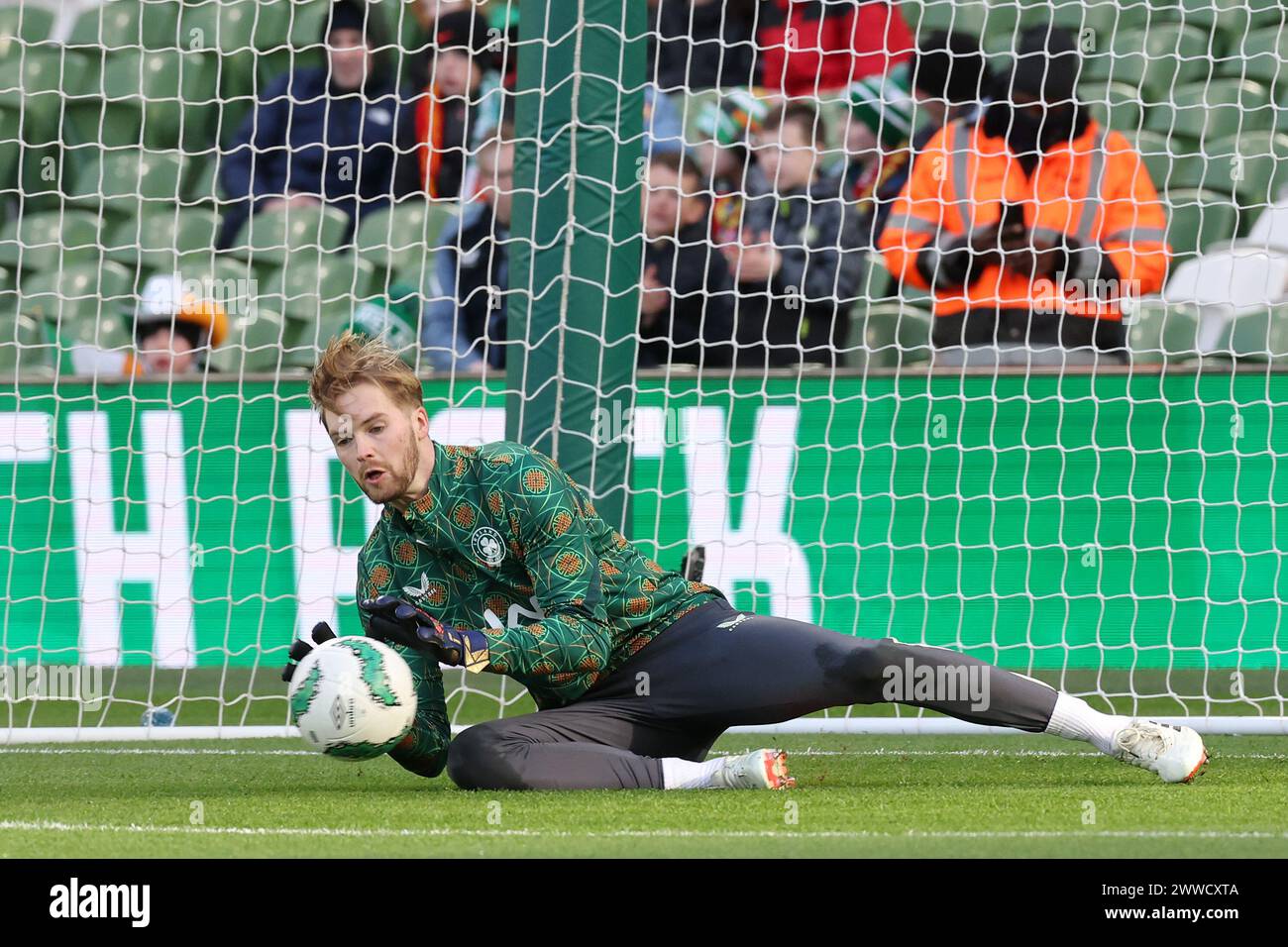 Republic of Ireland goalkeeper Caoimhin Kelleher warms up ahead of the ...