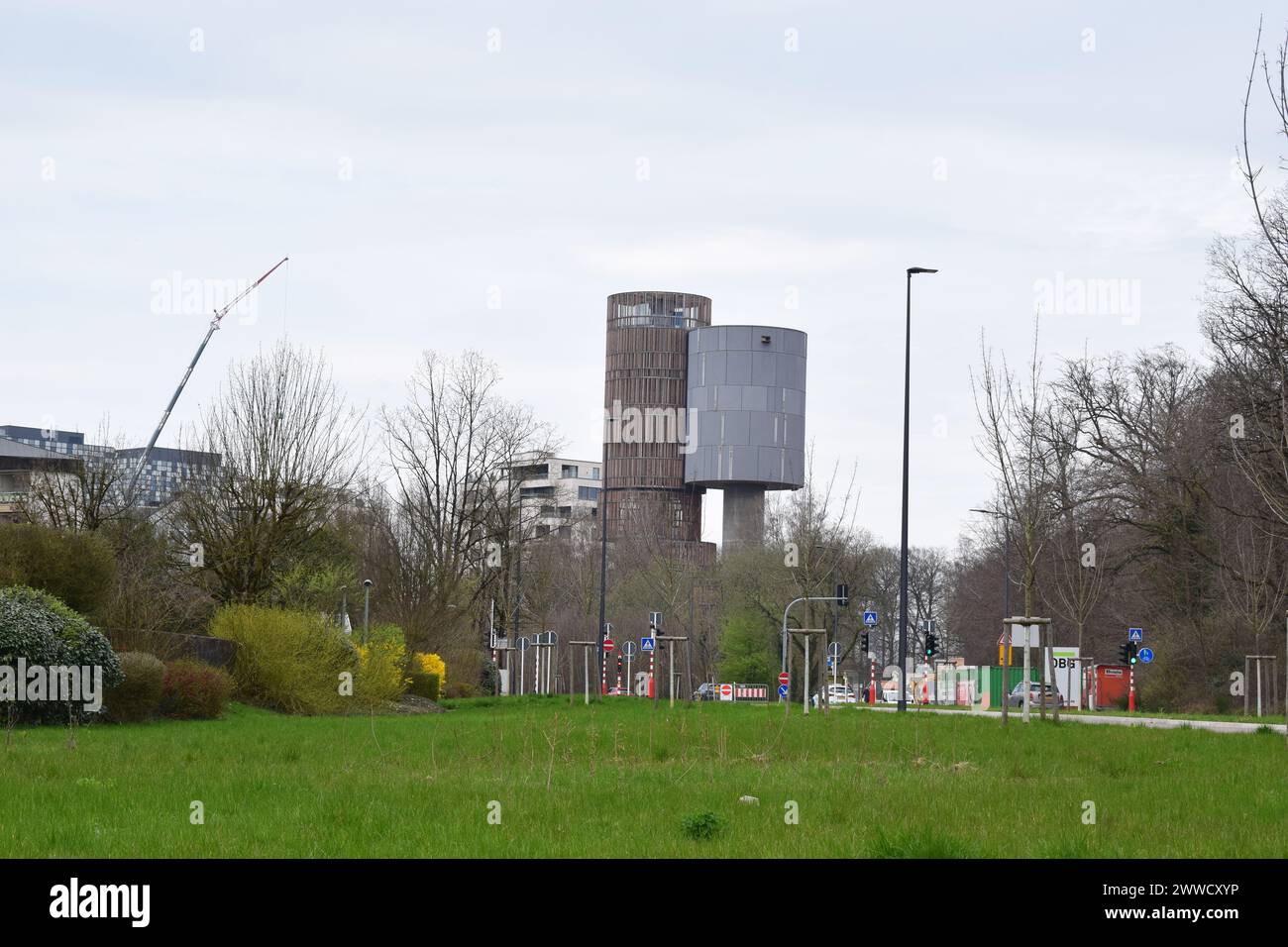 two water towers in Luxembourg Stock Photo - Alamy