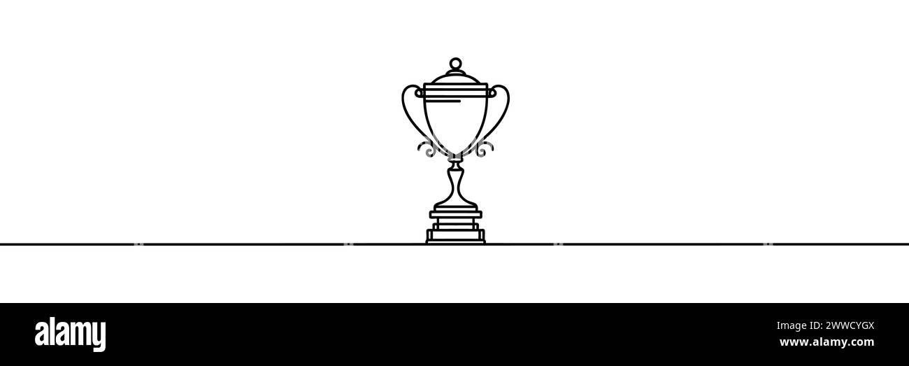 The winner's cup is drawn in one continuous line. Vector illustration ...