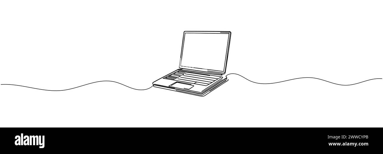 drawing of laptop in one line style isolated Stock Vector Image & Art ...
