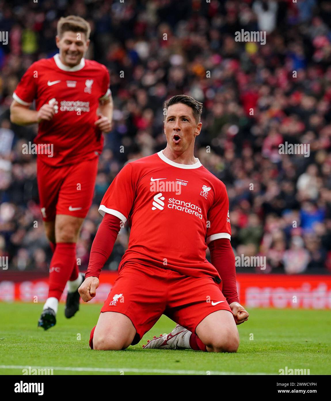 Liverpool Legends' Fernando Torres celebrates scoring his sides fourth ...