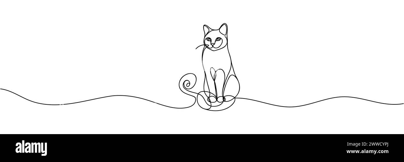 the cat is drawn with one continuous line. Vector illustration Stock ...
