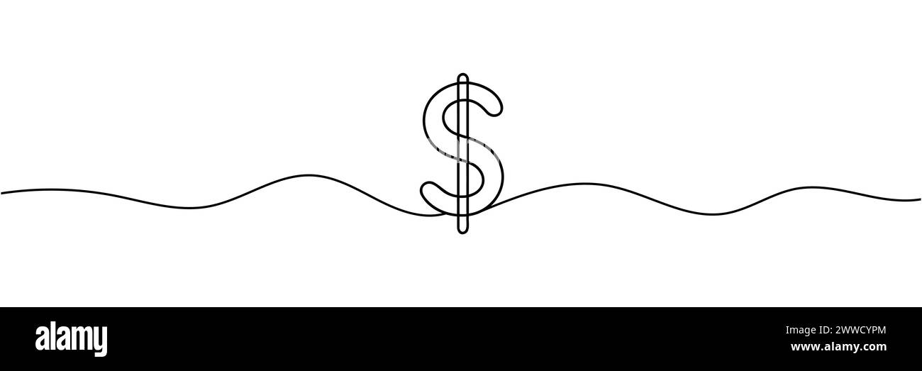dollar drawn with one continuous line. Vector illustration Stock Vector ...